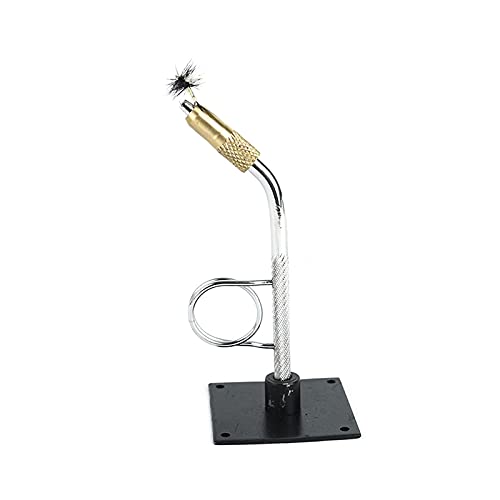 JEROME Portable Fly Tying Vise with Base Rotary C-Clamp Fish Tackle Kit Travel Alloy Fly Fishing Tackles Hook Binding Tool, Silver&black&gold