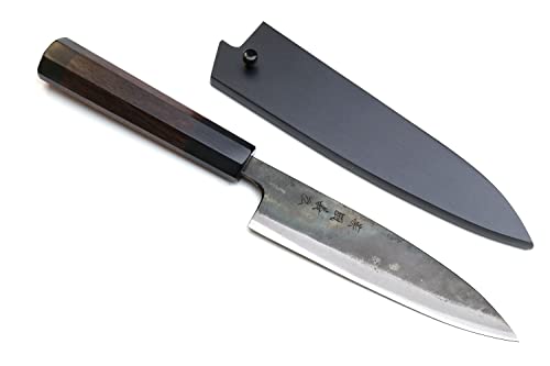 Yoshihiro Aogami Super Blue High Carbon Kurouchi Petty Utility Knife (6'' (150mm) & Saya)