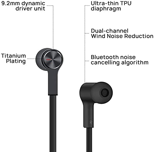 HUAWEI Wireless Earphones, FreeLace Sport Earphone Bluetooth Wireless Headset Memory Cable Metal Cavity IPX5 Fast Charging,Sold by Rolling Tek(Black)
