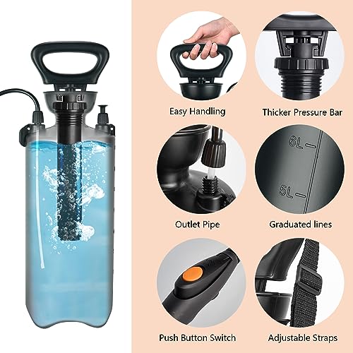 XXXFLOWER 2.1 Gallon Pump Pressure Sprayer, Portable, 8L Pressurized Lawn & Garden Water Spray Bottle with Adjustable Shoulder Strap, Pressure Relief Valve, for Yard Lawn Weeds Plants(Black