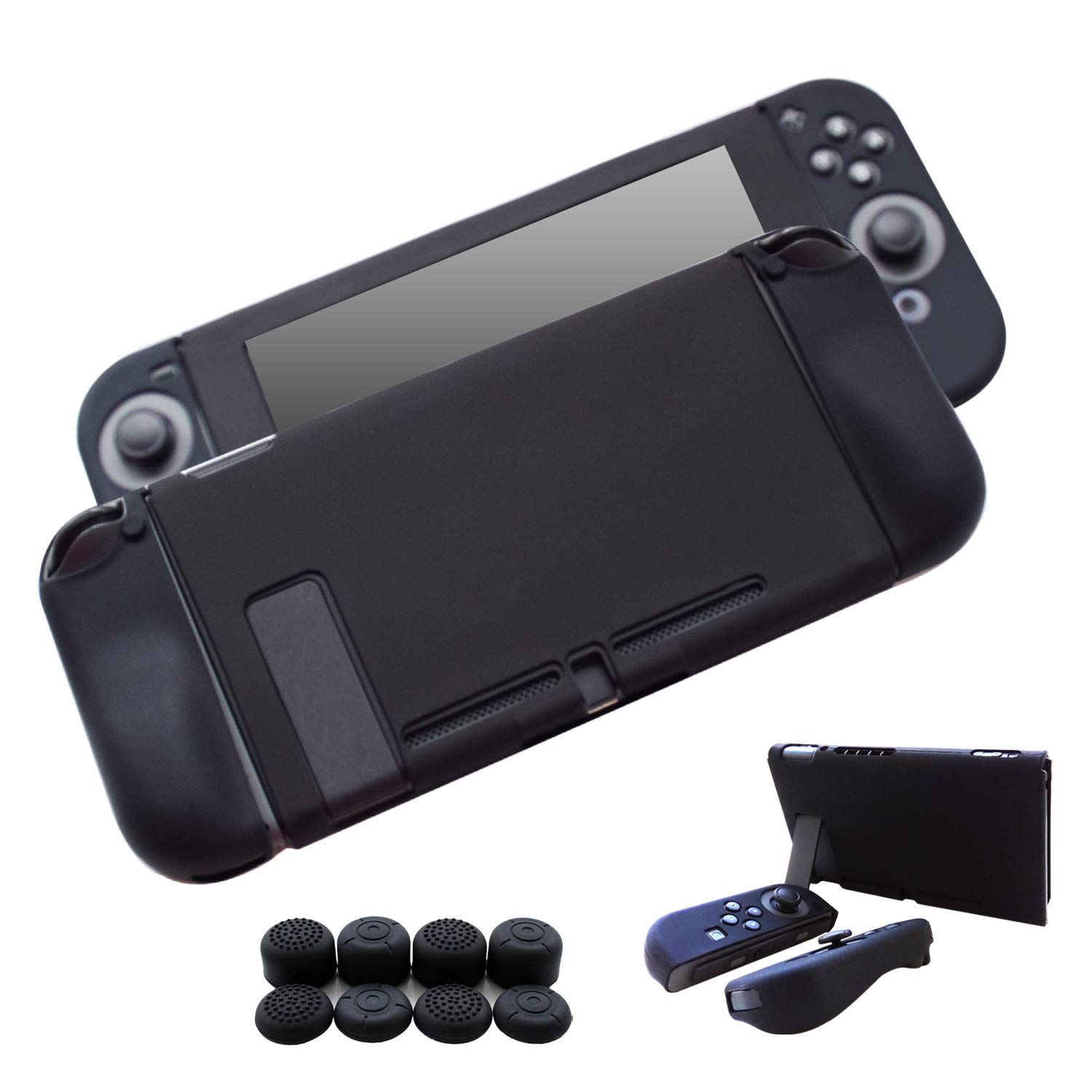 Hikfly Silicone Cover Compatible for Nintendo Switch 6.2" Screen(2017) ,Anti Slip Cover Case 3pcs Kits for Consoles and Joy-Con Controllers with 8pcs Thumb Grips Caps(Blue)
