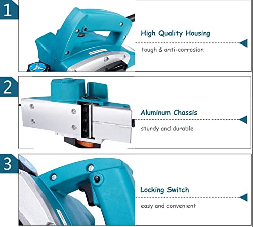 Yosoo Electric Hand Planer, 110V Portable Electric Wood Planer Hand Held Planer Woodworking Power Tool Accurate Smooth Door Planer Machine for Home Furniture