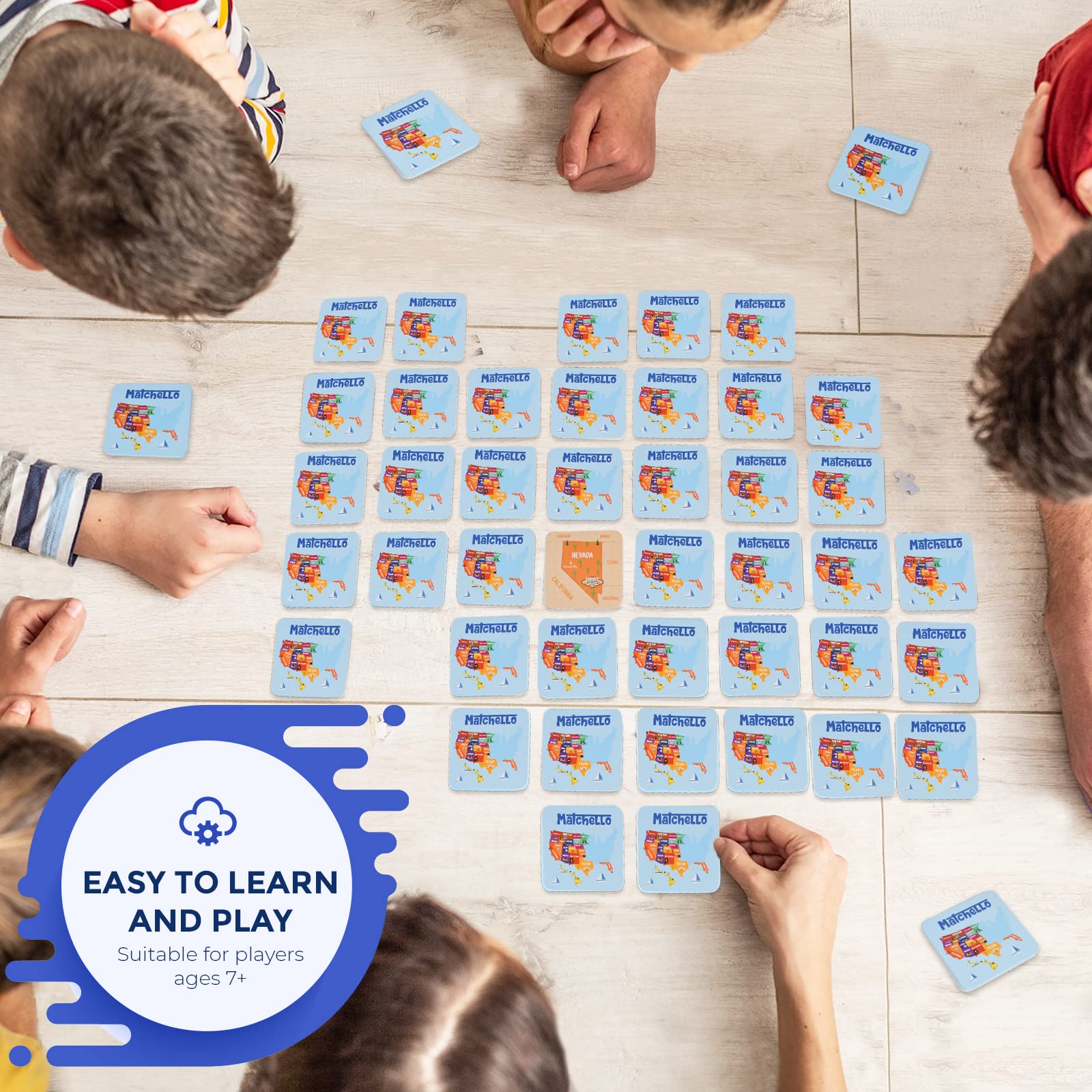 Matchello Memory Matching Game - Learn Geography for Kids β 50 States Matching Game β Educational and Fun State Cards for Kids and Grownups β Colorful Cards β Ages 7 and Up