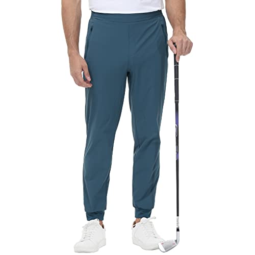 JHMORP Men's Slim Fit Golf Joggers Pants Lightweight Stretch Sweatpants with Zipper Pockets Navy,36