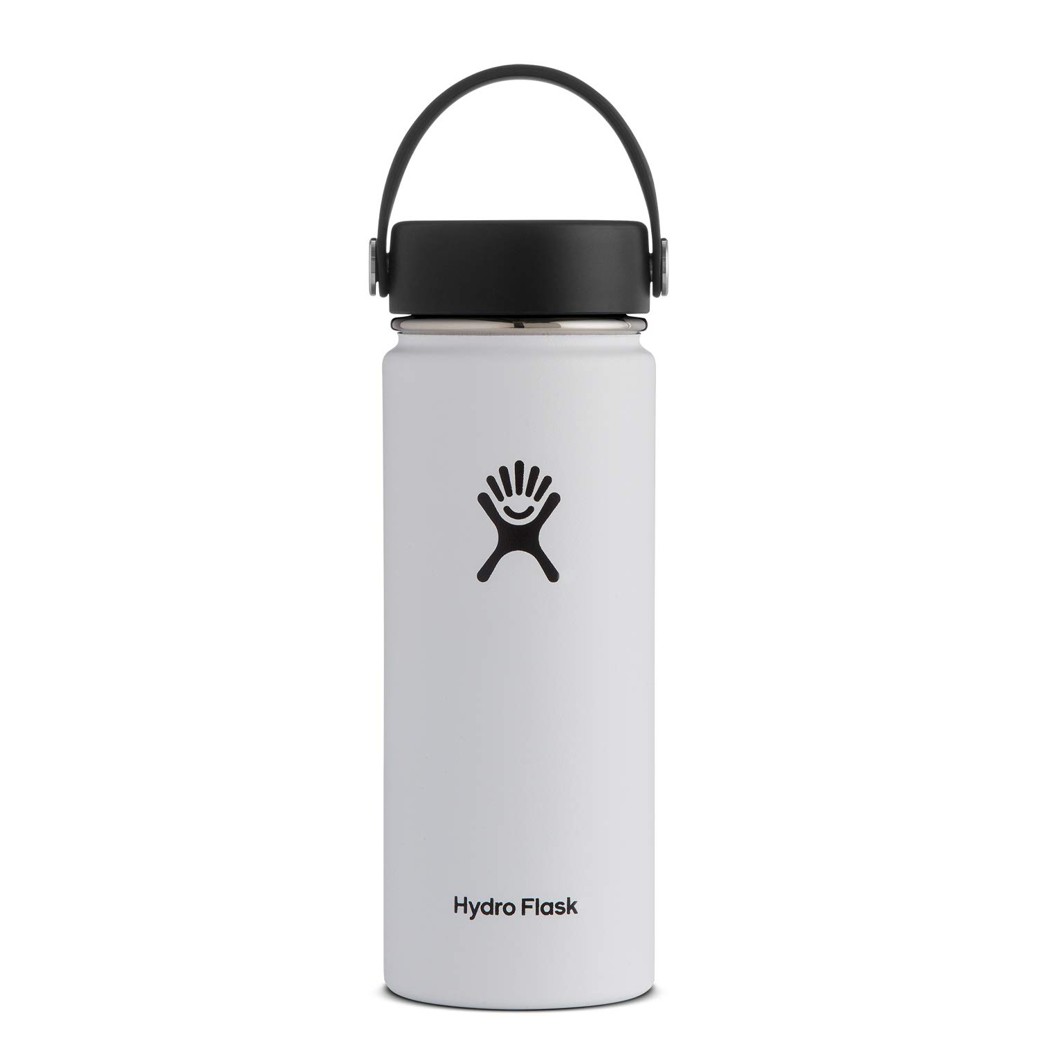 Hydro Flask Water Bottle - Stainless Steel & Vacuum Insulated - Wide Mouth with Leak Proof Flex Cap - 18 oz, White