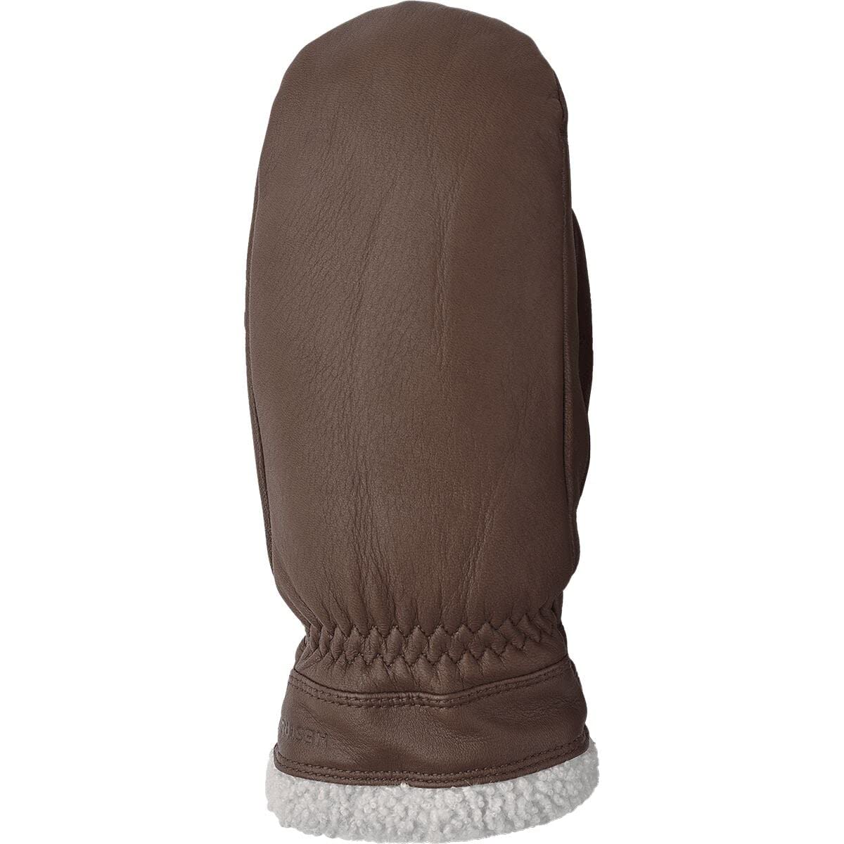Hestra Women's Gloves Sundborn Slim Fit Winter Leather Mitten with Fur - Dark Brown | 6