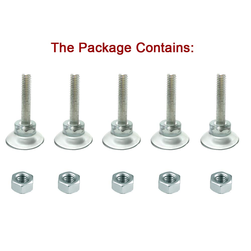 M8 Adjustable Long Lengthen Screw Suction Cup Transparent PVC for Furniture Table and Chair Feet, Shock-Absorbing Cushioning Base,Fixed Hardware Accessories,3 Length Options,5 Pack (M8-L3.7CM-D3.3CM)