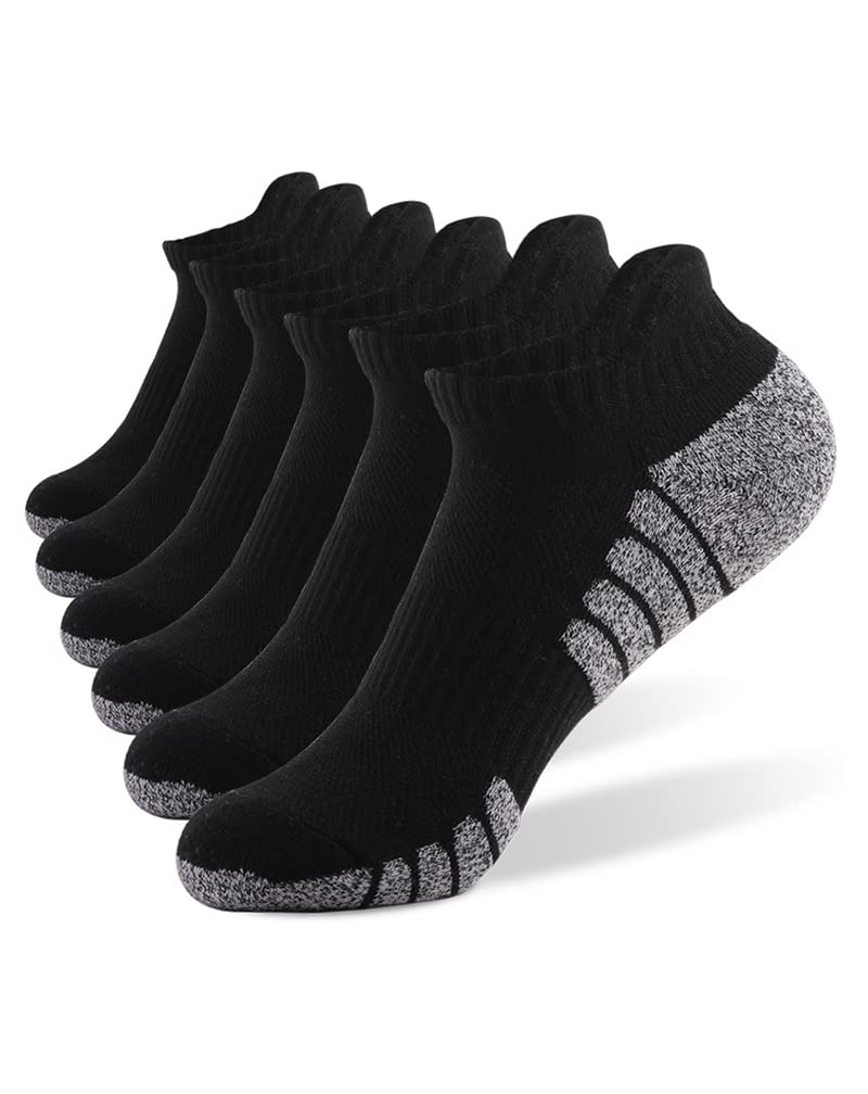 Maileflen Men Ankle socks Athletic Running Low Cut comfort fit short No Show Socks 6 Pairs Black and white XL