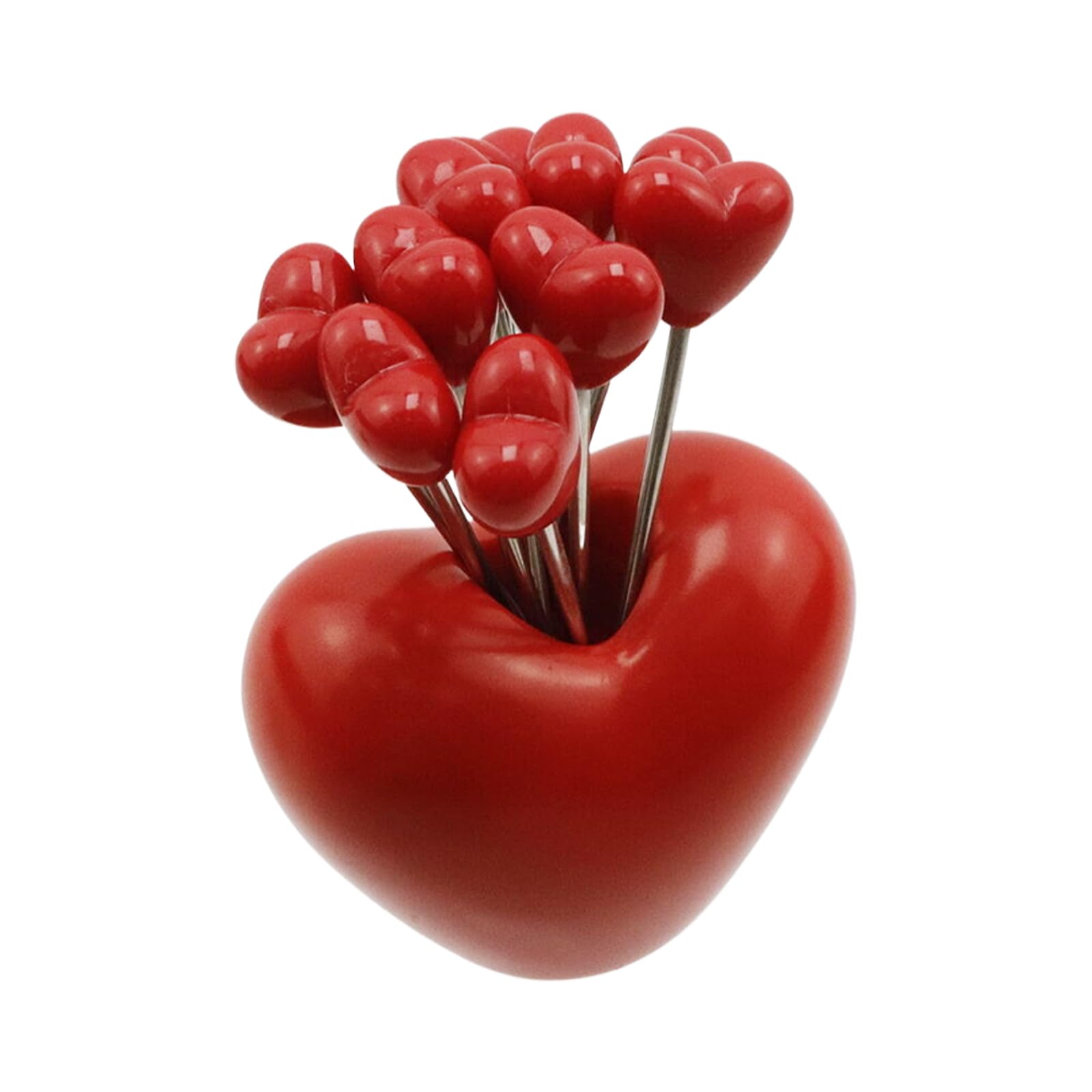 T Tulead Heart Shape Fruit Forks Stainless Steel Forks 10PCS, with 1PCS Holder for Desserts, Fruits, Appetizers