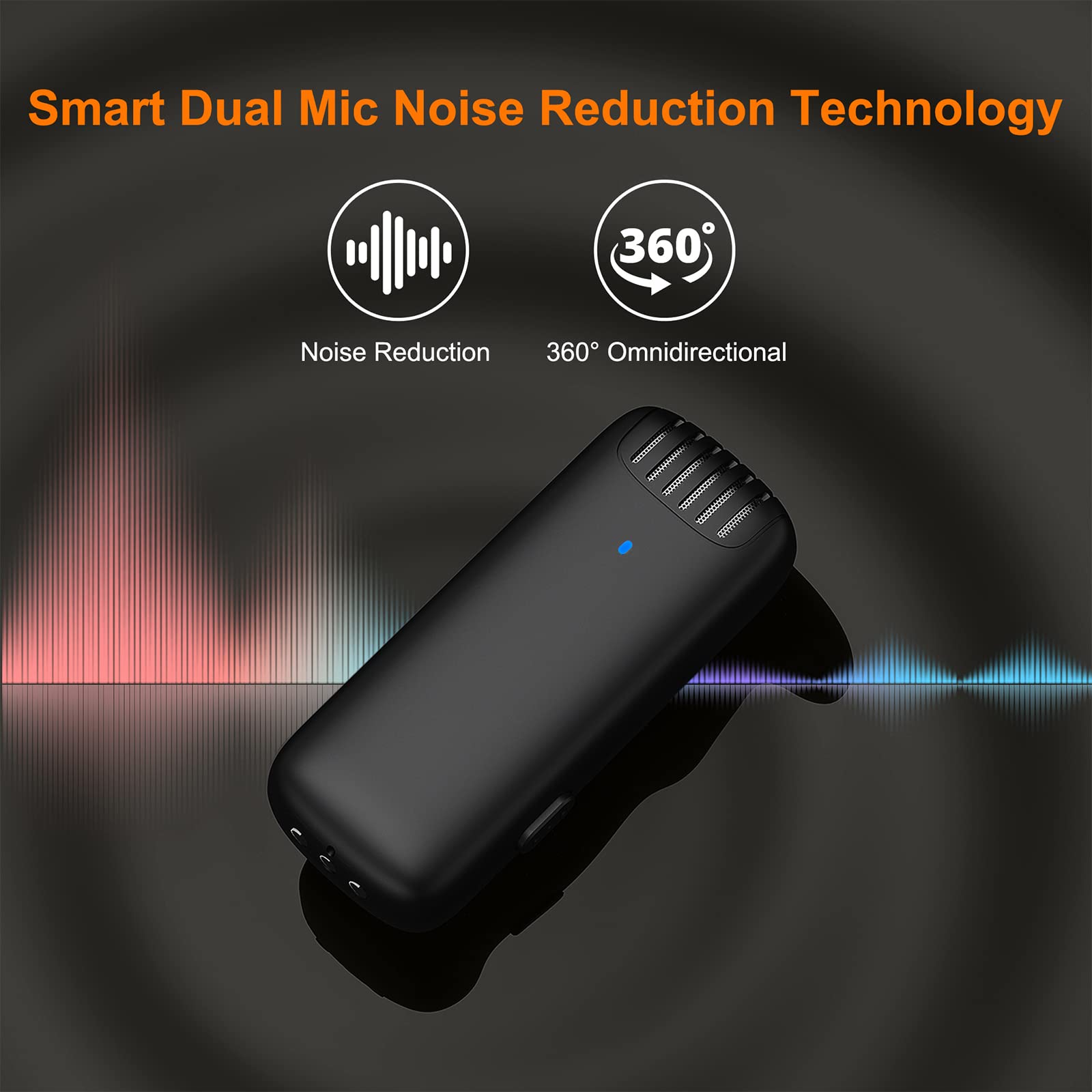 HOTEC Wireless Lavalier Microphone for iPhone iPad with Charging Case for Live Stream Video Recording