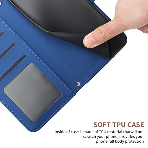 XYX Wallet Case Compatible with Oppo Realme 7 Pro, Emboss Butterfly Flower PU Leather Flip Protective Case with Adjustable Shoulder Strap for Realme 7 Pro, Blue