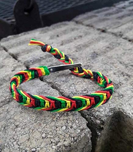 Hempnotic Jewelry Adjustable Rasta Color Alligator Clip Mens or Womens Hemp Bracelet - Handmade