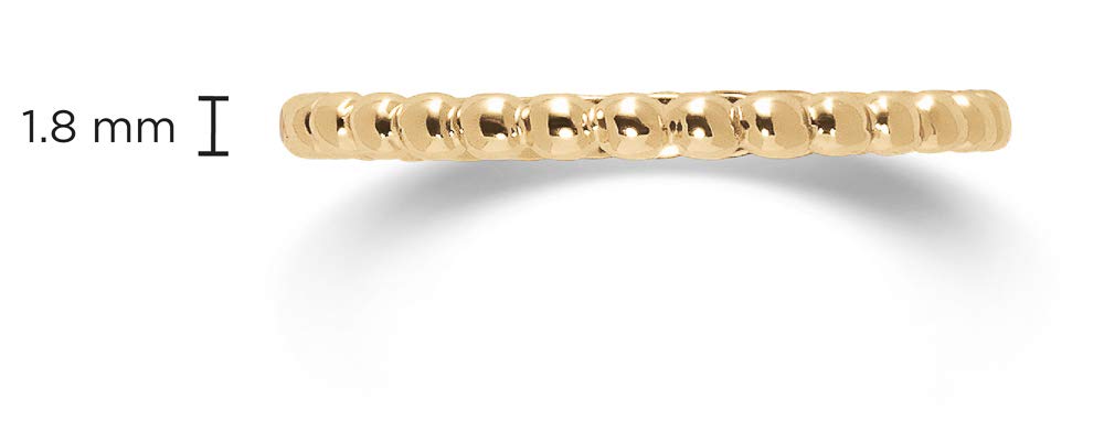 HIGHSTREET 14K Gold Plated Sterling Silver Stackable Beaded Band Ring for Women | Hypoallergenic, Tarnish Resistant, Comfort Fit (14K Gold Plated, Size 7)