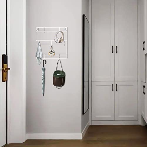 Ymeibe Wall Mounted Coffee Mug Rack with 7 Hooks Large Metal 3 Tiers Coffee Cup Holder for Coffee Mugs, Teacups, Mason Jars, Display, Organizer and Storage Hangers, Set of 2 (White)