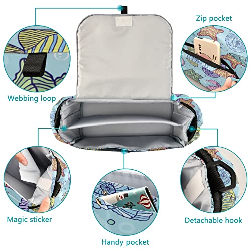 Sinestour Cute Animals Stroller Organizer with Cup Holder Universal Stroller Organizer Bag Detachable Shoulder Strap Stroller Accessories for Diaper Phone Toys Keys Fit All Baby Stroller