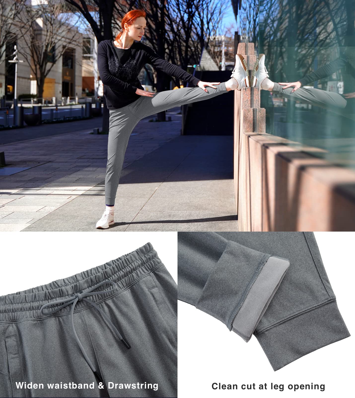LAPASA Women's Joggers Pants with Zipper Pockets Tapered Running Sweatpants for Women Lounge, Jogging L81(Heather Gray, Large)