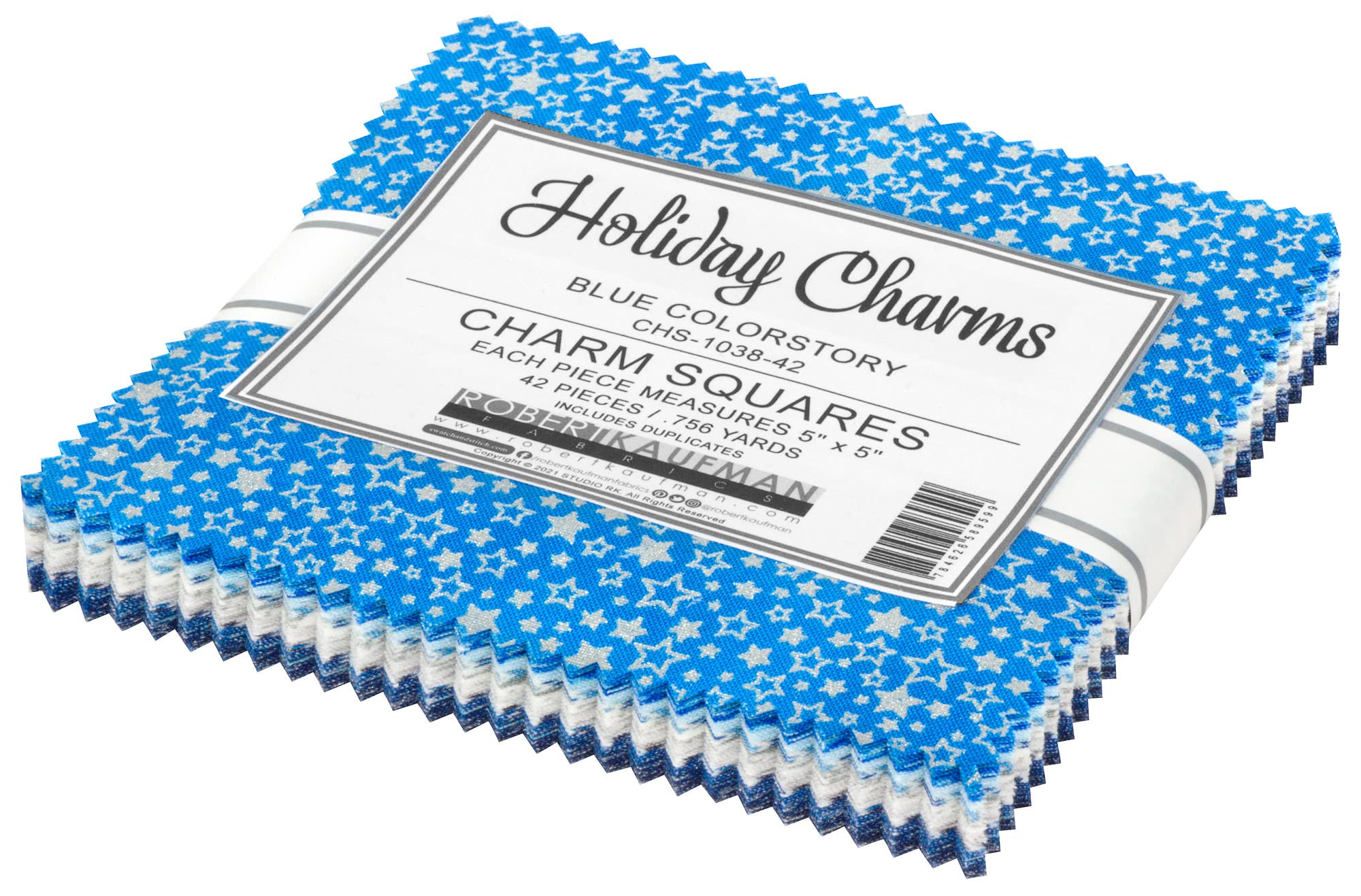 Holiday Charms 2021 2021 Blue Charm Square 42 5-inch Squares Charm Pack Robert Kaufman CHS-1038-42