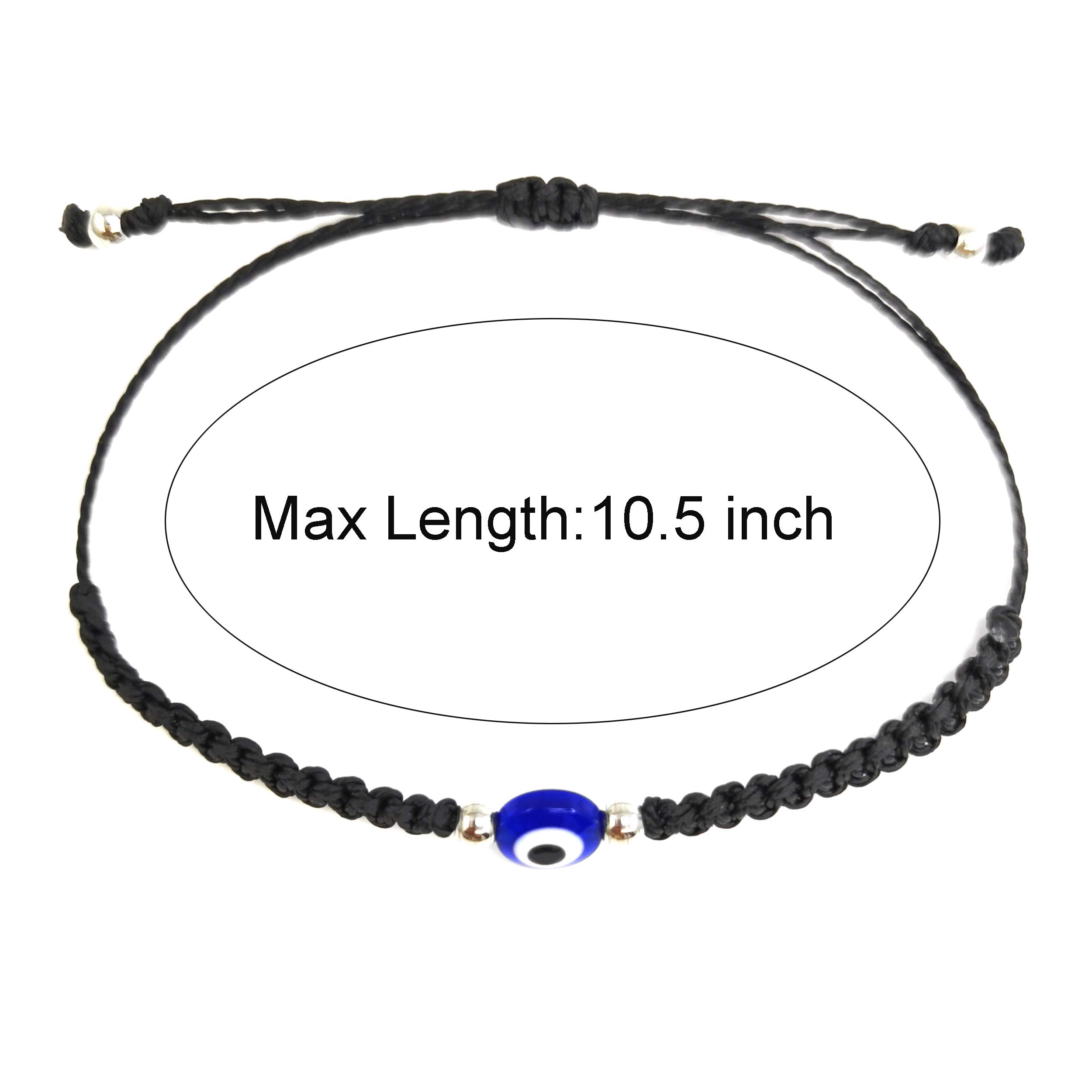Jewanfix Evil Eye String Bracelets Handmade Black String Evil Eye Bracelet for Women Men Teen Girls Boys 2pcs