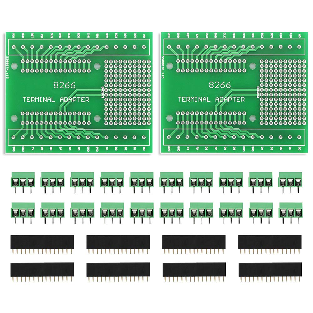 KeeYees 2pcs Expansion PCB Board with Screw Terminal Block Pin Header for ESP8266 for NodeMCU Development Board