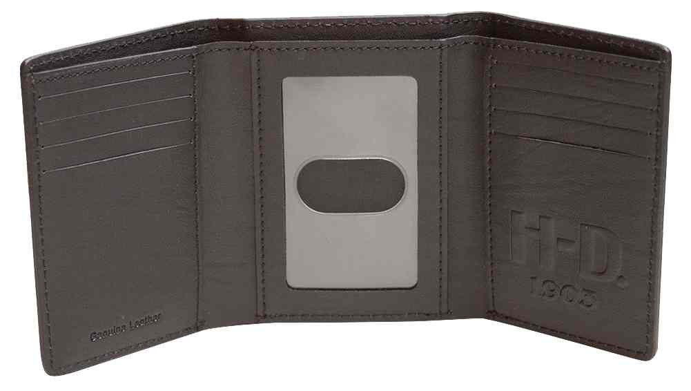 Harley-Davidson Mens Bar & Shield Classic Trifold Wallet, Black CR2352L-Black