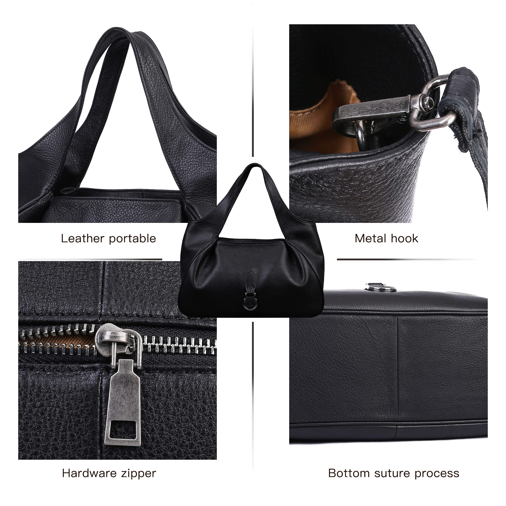 Large Genuine Leather Purses and Handbags for Women, Organized Hobo Bag Top Handle Satchel Soft Retro Shoulder Bag