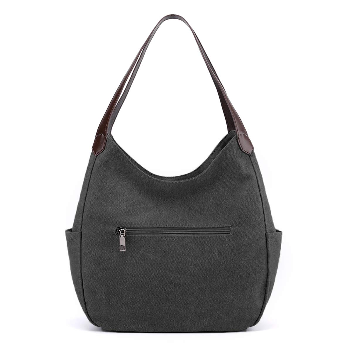 Hiigoo Fashion Women's Multi-pocket Cotton Canvas Handbags Shoulder Bags Totes Purses (Beige)