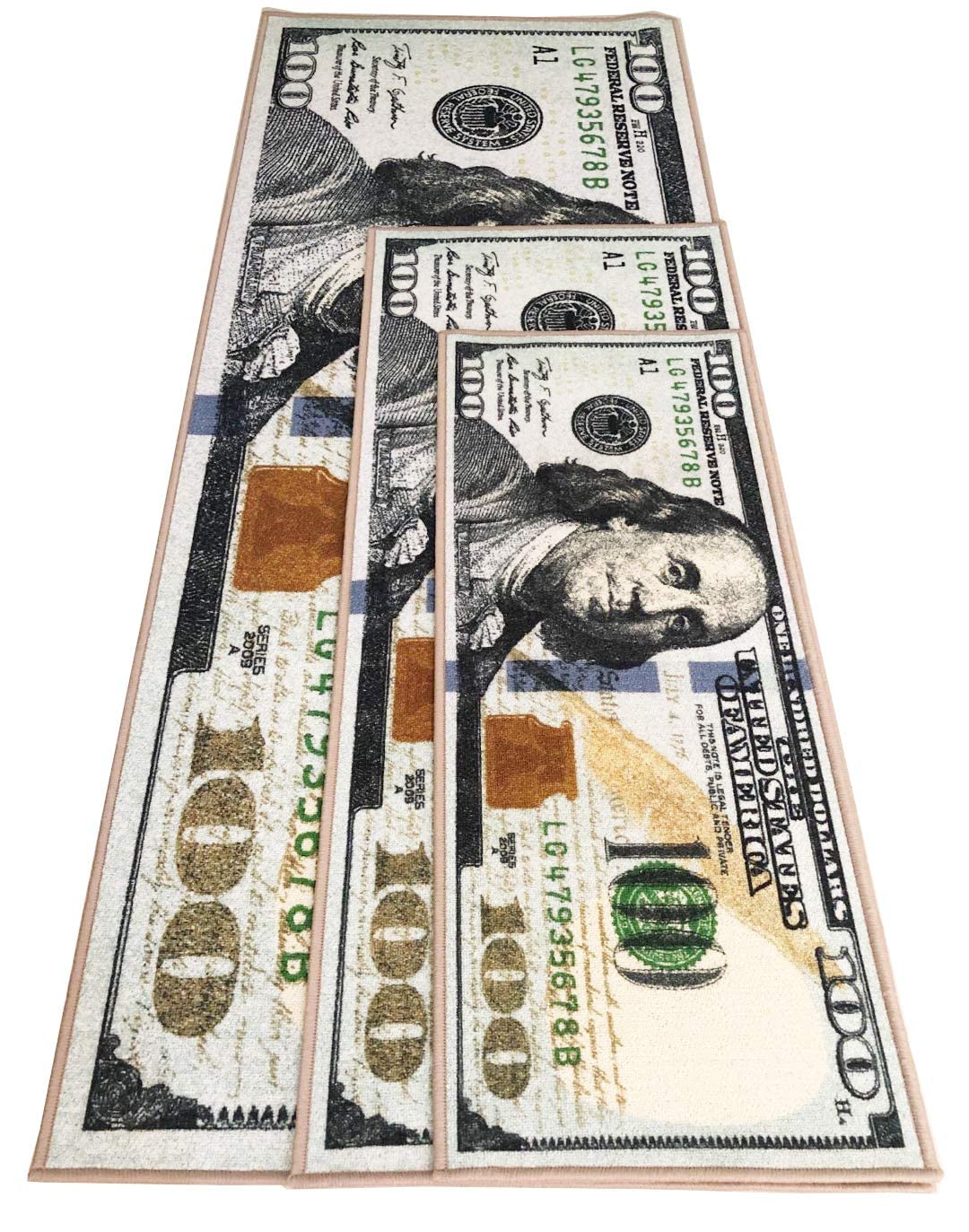 HUAHOO Money Rugs 100 Dollar Bill Runner Area Rug for Living Room Kitchen Rug Laundry Runner Rug Bedroom Bathroom Mat (22" x 53")