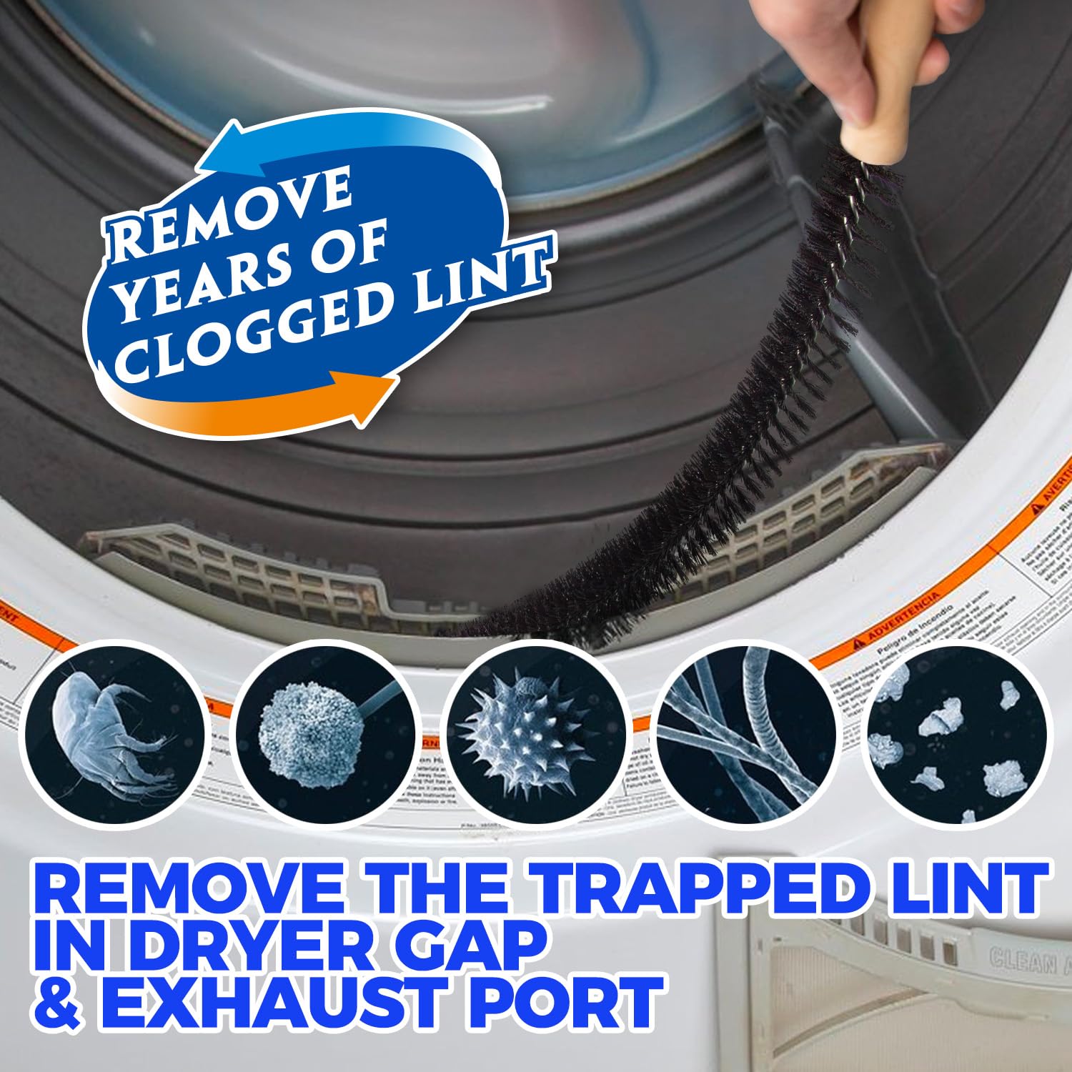 Holikme 9 Pieces 40 Feet Dryer Vent Cleaner Kit, Dryer Cleaning Tools & Lint Remover Sets, Include Flexible Lint Brush with Drill Attachment, Laundry Lint Vacuum Hose, Clothes Dryer Lint Trap Brush