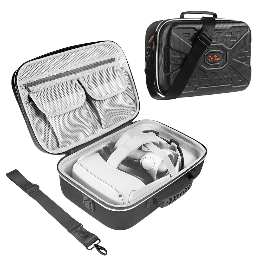 HIJIAO Hard Case for Oculus Quest 2 and Oculus Quest and Controllers Accessories Waterproof Durable Enough Carring Case (BLACK NEW)