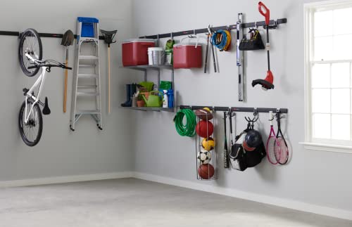 Rubbermaid Fasttrack Starter Kit for Garage, Shelves, Black, Garage Organization System Space Saving