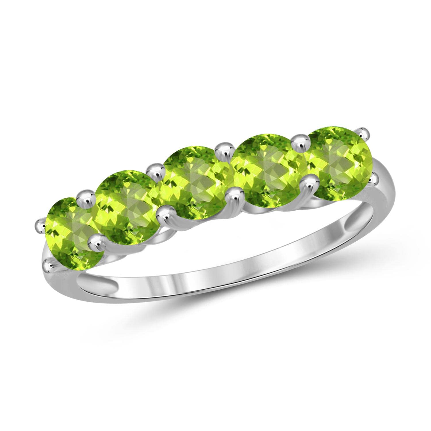 JEWELEXCESS 1.25 CTW Peridot Gemstone Ring in Sterling Silver