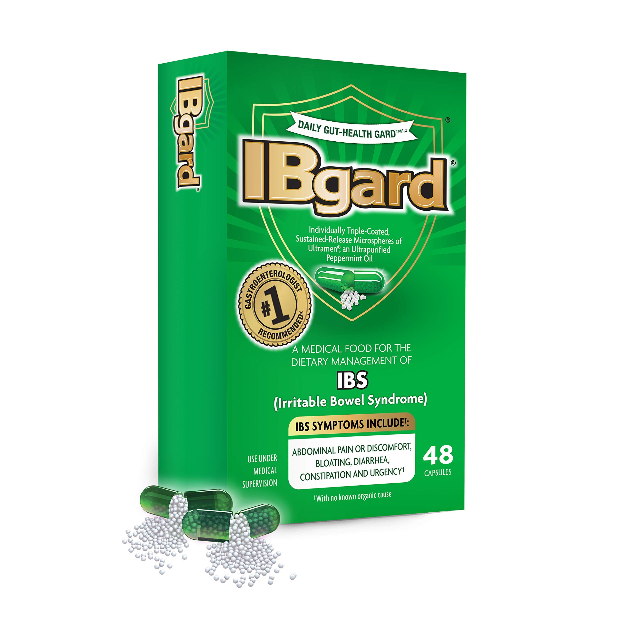 IBgard Gut Health Supplement, Peppermint Oil Capsules for Abdominal Comfort, 48 Capsules (Packaging May Vary)