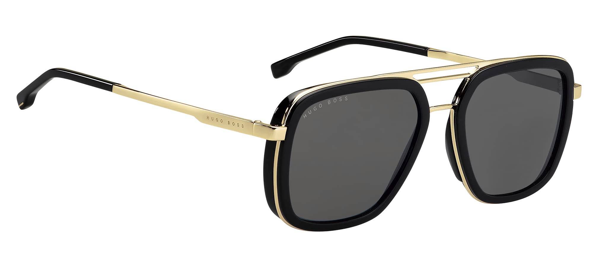 HUGO BOSS Casual Rectangular Glasses, Havana Dark Ruthenium, 55