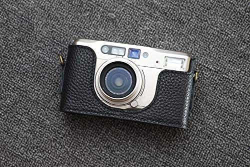 Handmade Genuine Real Leather Half Camera Case Bag Cover for Contax TVS Film Camera Black