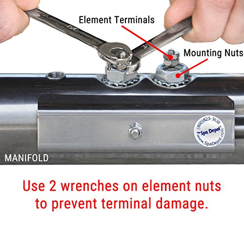 Replacement Flo-Thru Hot Tub Spa Heater Element: 5.5kW or 4kW - Flow Through