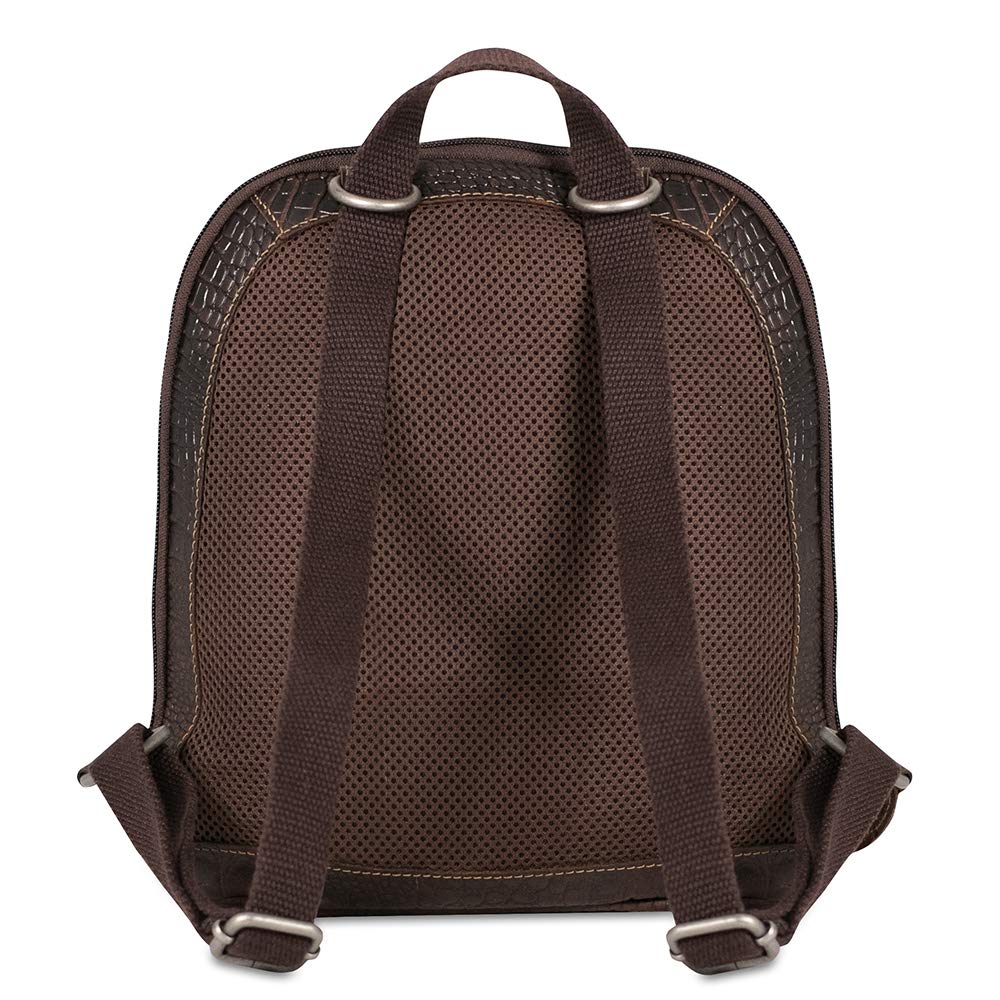 Jack Georges Hornback Croco Small Convertible Backpack/Crossbody #HB133 (Brown)
