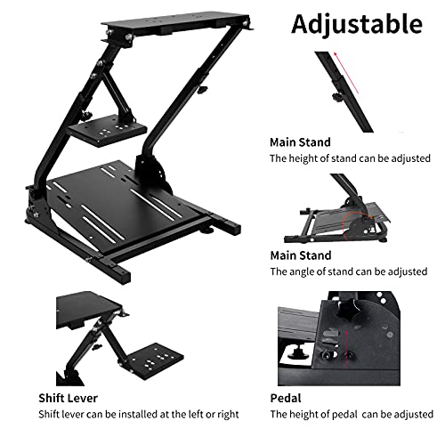 Hottoby Racing Steering Wheel Stand Foldable&Multi-level Adjustable Fit for Logitech/Thrustmaster G25,G923 G920,G29&T248 Easy Storage&Install Gaming Simulator Cockpit,No Wheel&Pedals