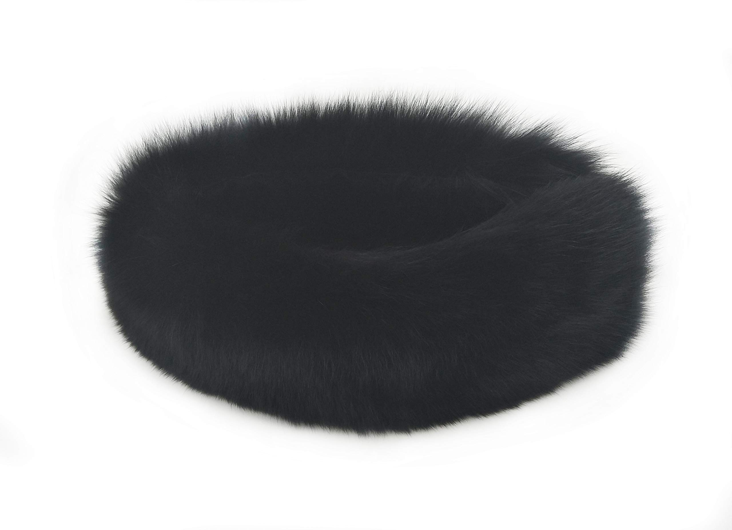 Hima 100% Real Fox Fur (Black) Headband Collar Neck Warmer Made in US