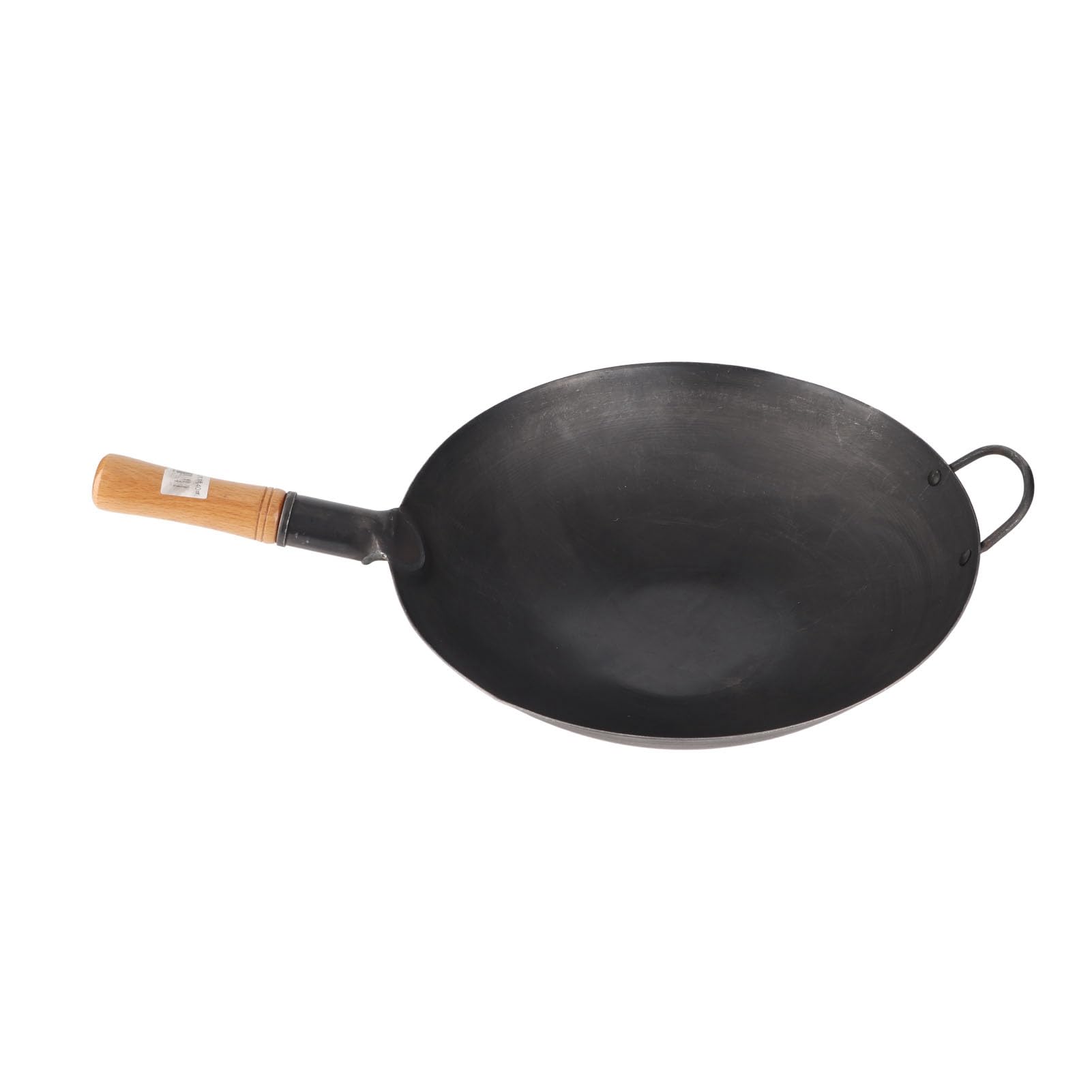 UNIQUEFAITH Frying Wok with Single Handle No Chemical Coated Nonstick Stir Fry Pan Hand Hammered Iron Wok (40 cm)