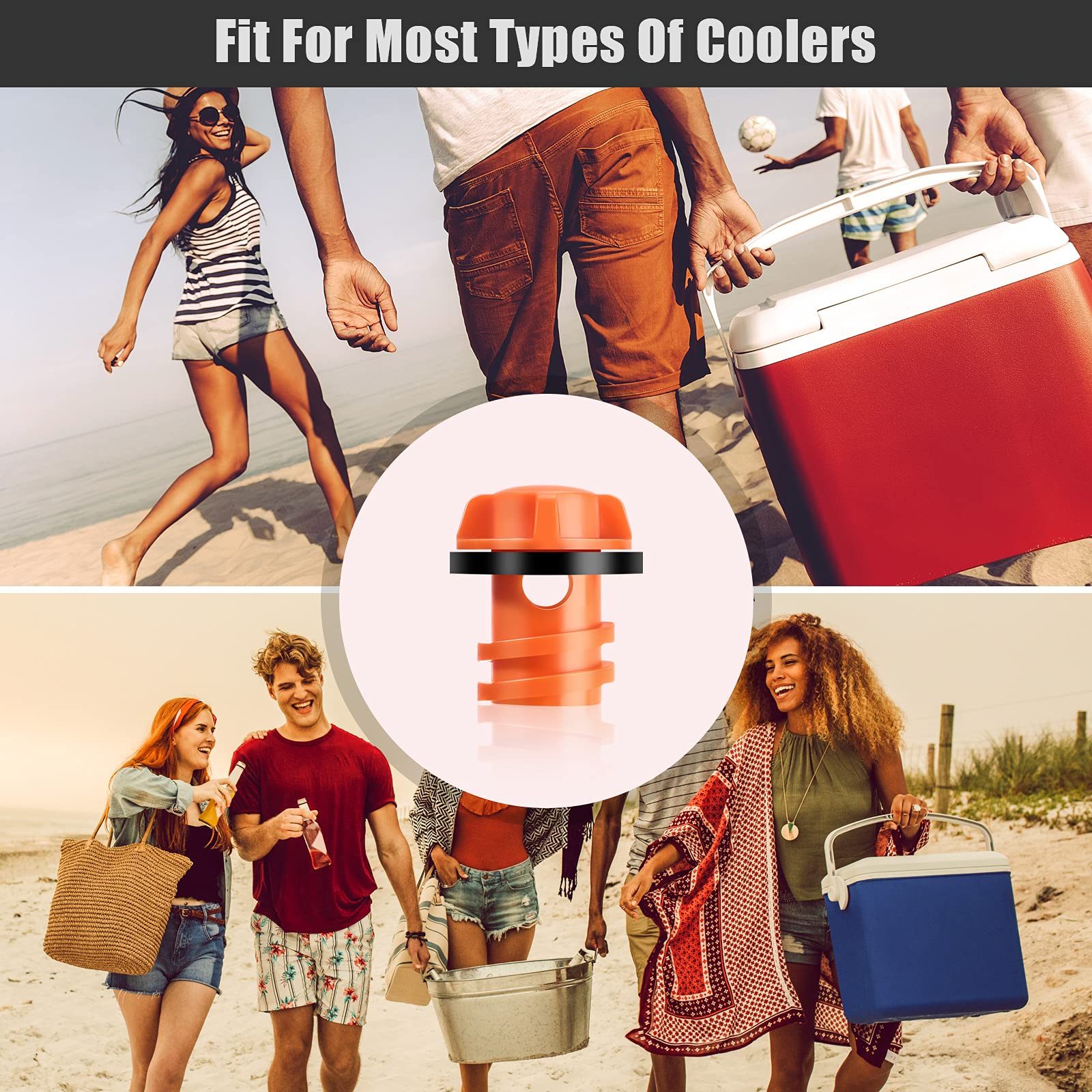 Honoson Cooler Drain Plugs Replacement Compatible with Most Rotomolded Coolers Including Most Major Brands Drain Plugs with Leak-Proof Design (Orange)