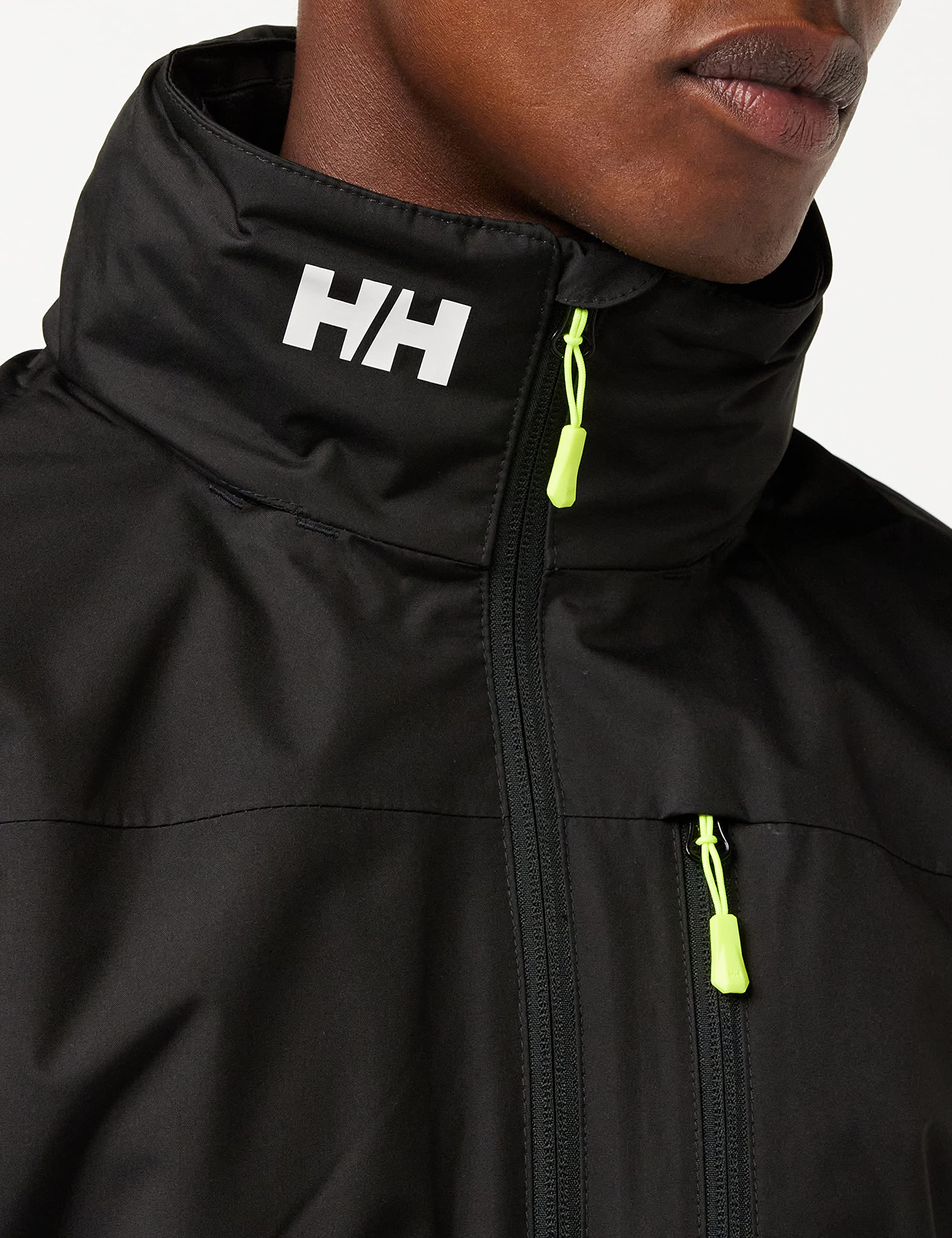 Helly Hansen Men's Crew Hooded Midlayer Fleece Lined Waterproof Raincoat Jacket, 990 Black, Large