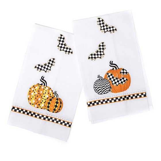 MACKENZIE-CHILDS Courtly Check Polka Pumpkin Guest Towels Set of Two