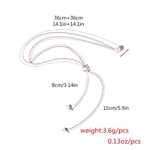 HUNO Sexy The Bikini Back Necklace Pearl Backdrop Necklace Body Chain for Women Bridal Jewelry-Silver