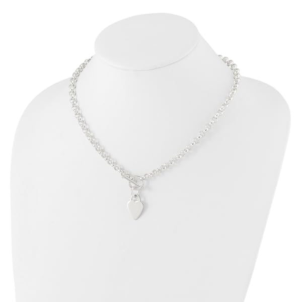 IceCarats 925 Sterling Silver Engraveable Heart Love Disc Link Chain Necklace Toggle Clasp