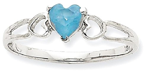 IceCarats 10K White Gold Blue Aquamarine Heart Love Ring Gemstone Band March Birthstone Jewelry Size 6