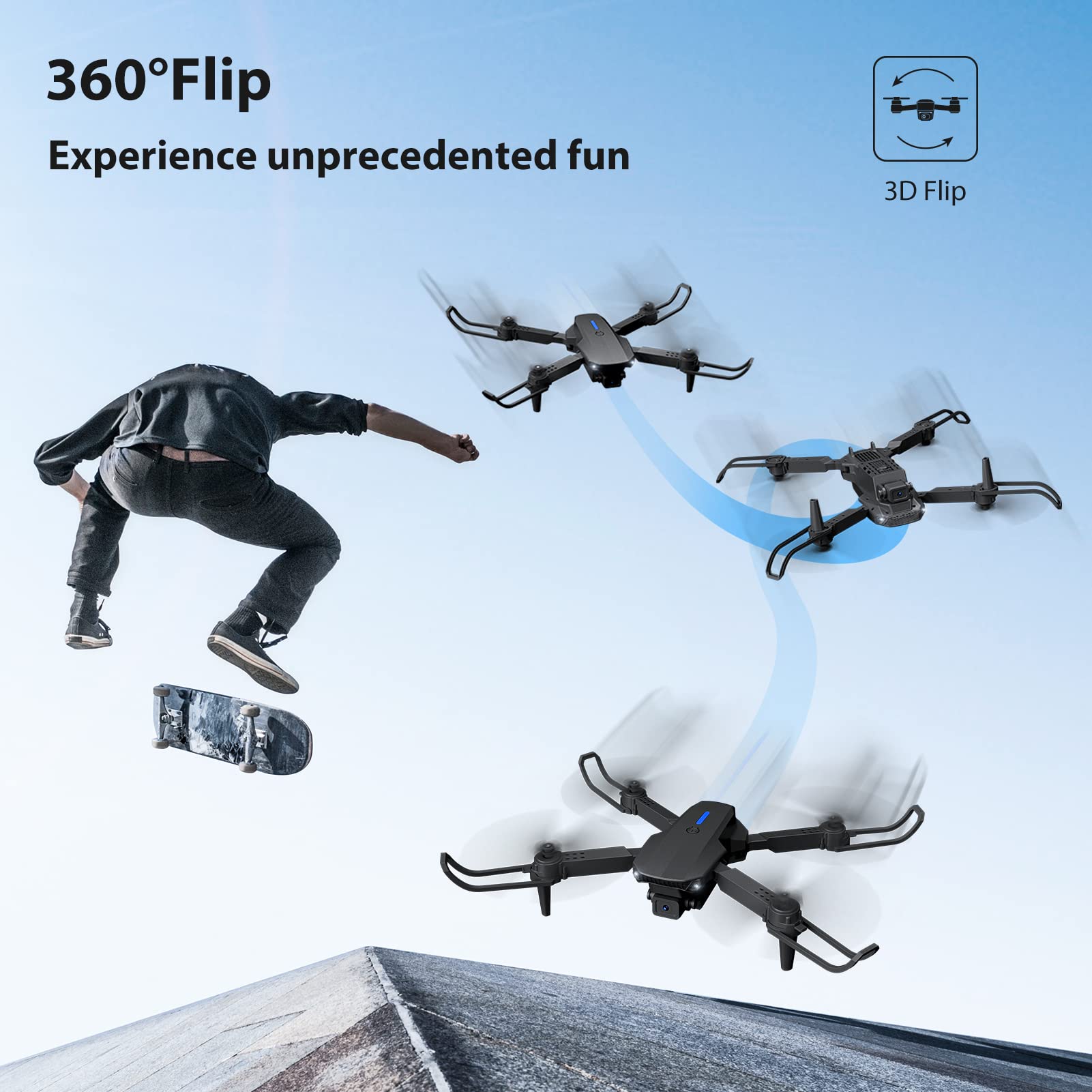 Hilldow Mini Drone for Kids Adults with 1080P HD Camera, Foldable FPV Live Video RC WiFi Quadcopter Drones Optical Flow Height Toys Gifts for Beginners Boys Girls with Headless Mode, 3D Flips