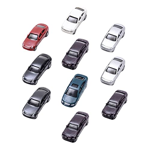 predolo 10Pcs Mini Model Car Painted Accessories Vehicle Toys for Street Layout Railway Scenery Sand Table DIY Model Collection, 1/200