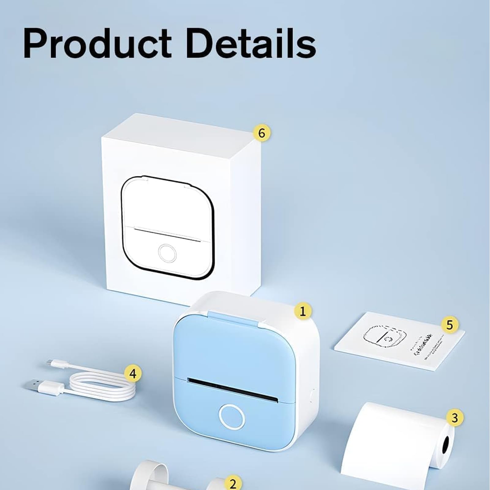 Icesoore Stugadget Portable Mini Printer, Printmore Pocket Printer 2.0, Printpal Pocket Printer, Printpal Thermal Photo Printer, Minipix-Bluetooth Pocket Printer (1x Print Pod+4X Pod Roll -Adhesive)