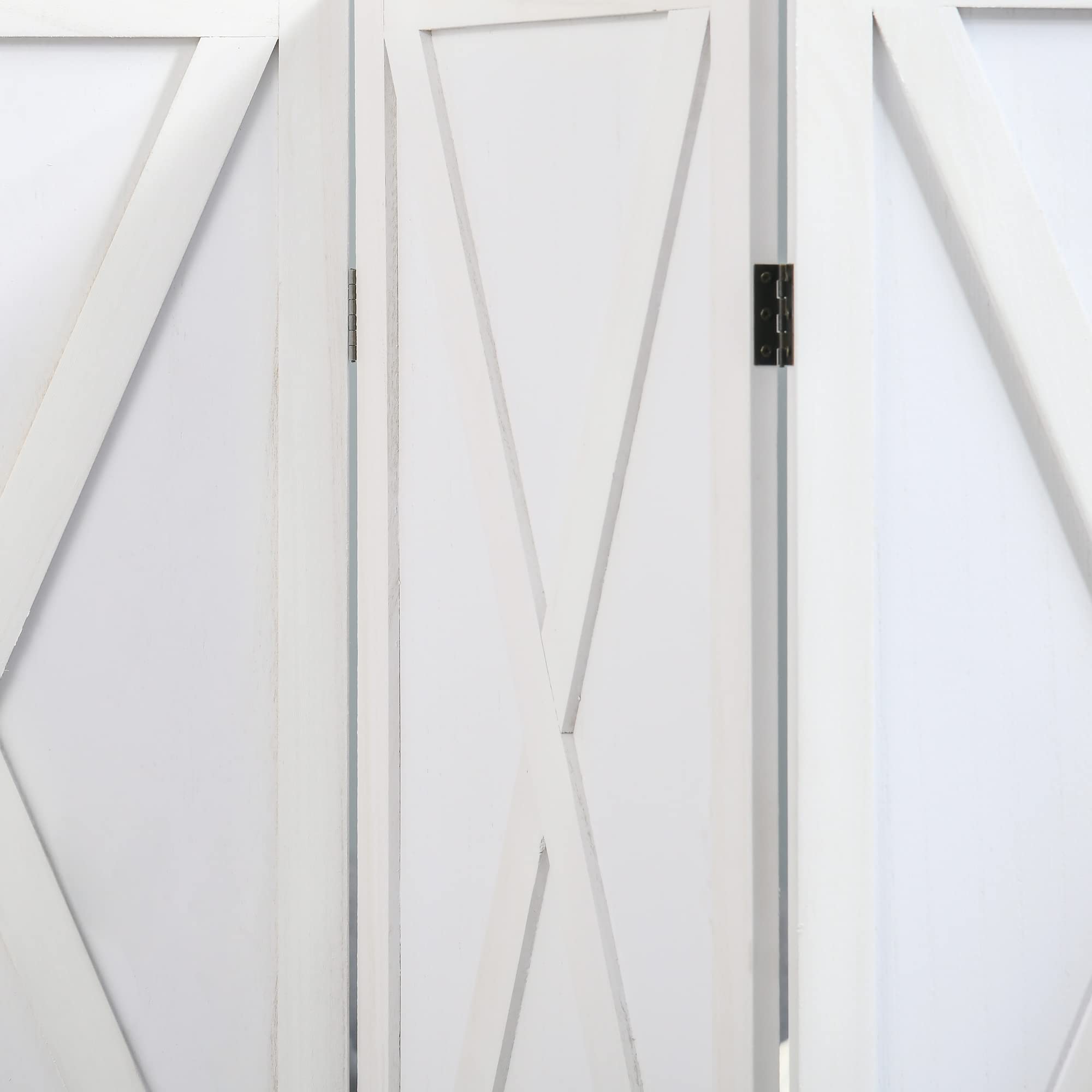 HOMCOM 4-Panel Folding Room Divider, 5.6 Ft Tall Freestanding Paulownia Wood Privacy Screen Panels for Indoor Bedroom Office, White