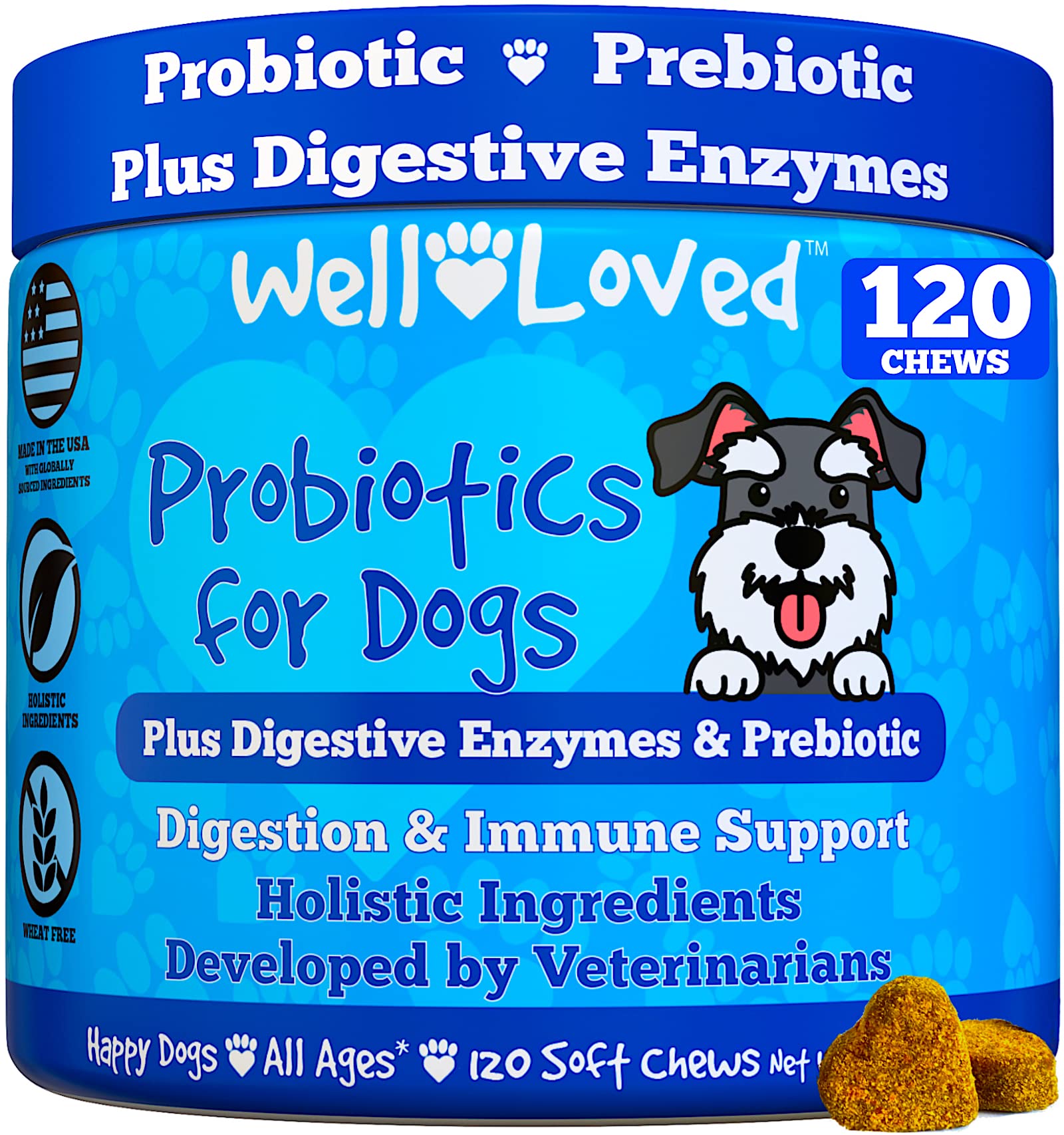 Well Loved Pumpkin & Probiotics Plus Probiotic Chews Bundle, Dog Probiotics and Digestive Enzymes, Dog Digstive Support